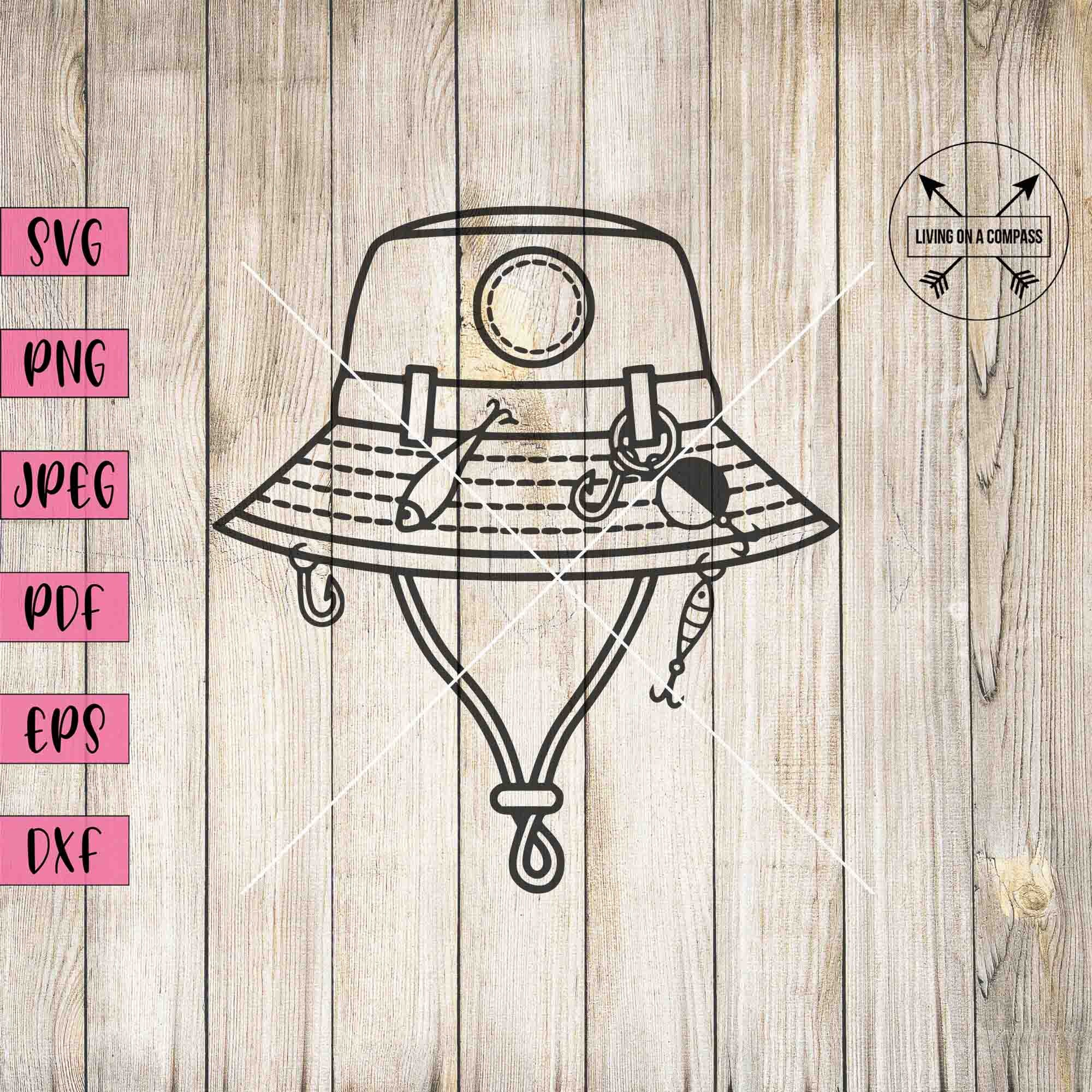 Fishing Bucket Hat, Fishing Hat, Fishing Svg, Fisherman Svg, Fisherman ...