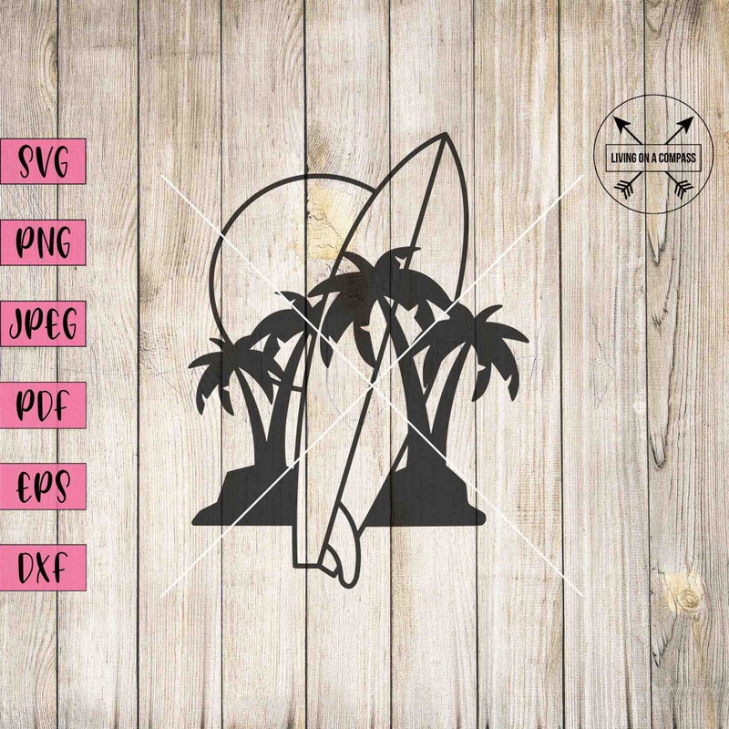 Surfboard and Palm Tree - Etsy