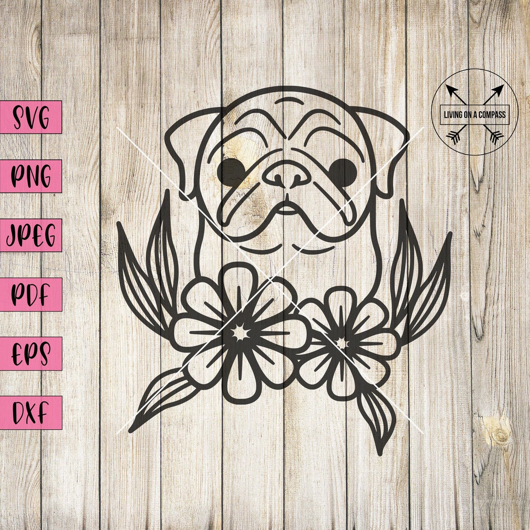 Pug Svg, Pug Art, Pug Clip Art, Pug Clipart, Pug Art Print, Pug Sticker ...