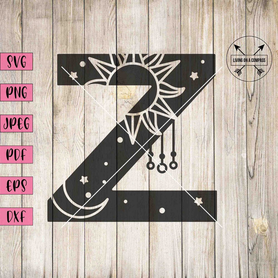 Sun and Moon Letter Z Svg, Monogram Z, Alphabet Svg, Letter Svg, Letter ...