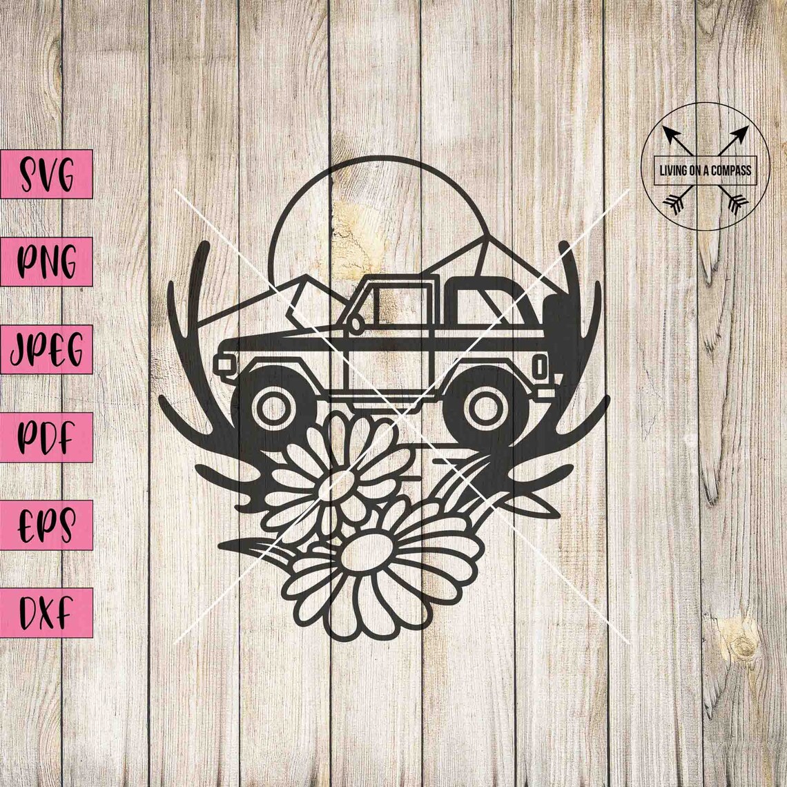 Jeep Svg, Jeep Png, Jeep Clipart, Jeep Decal, Deer Antlers, Travel ...