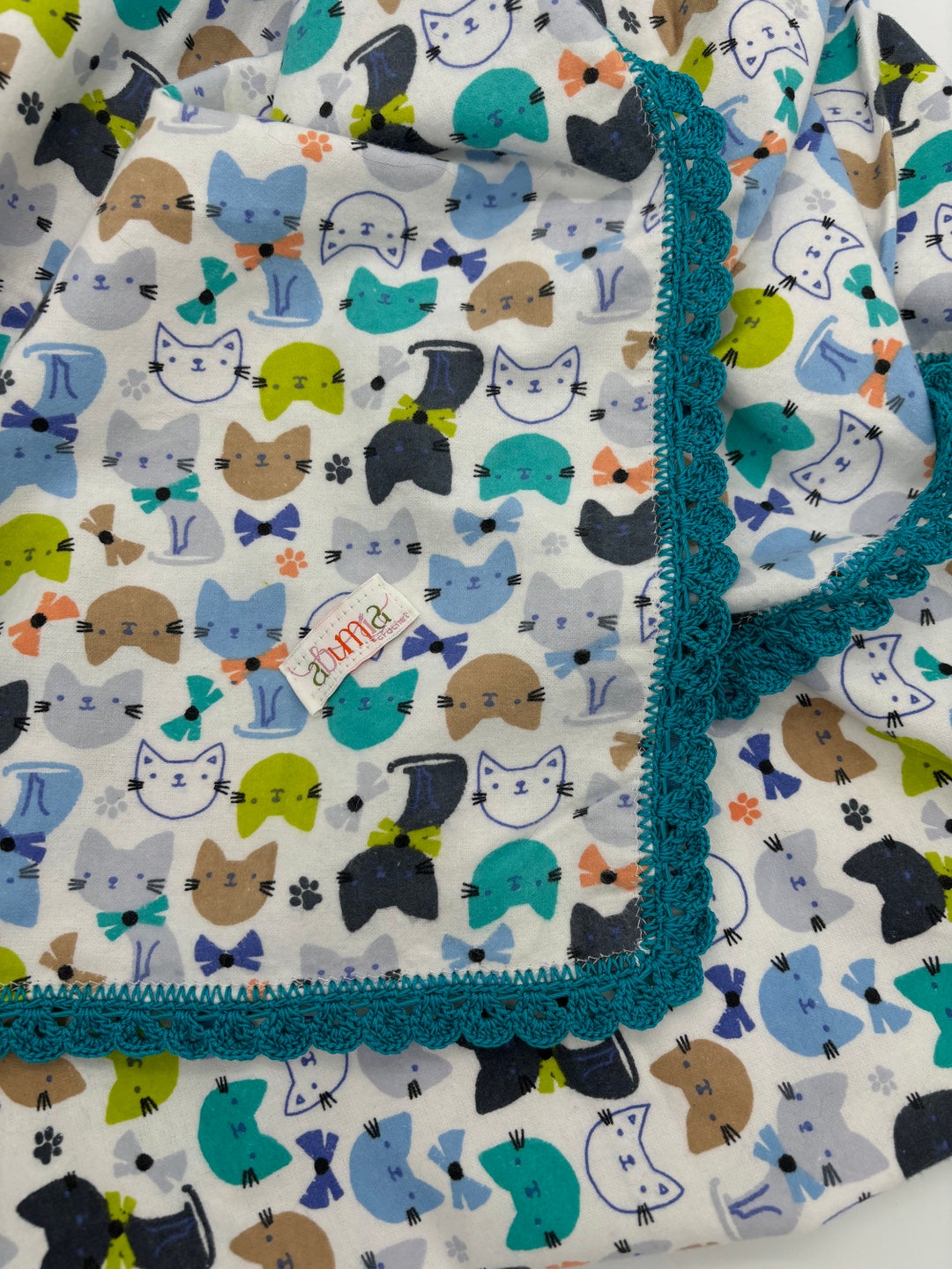 Navy and Teal Happy Cats - Etsy