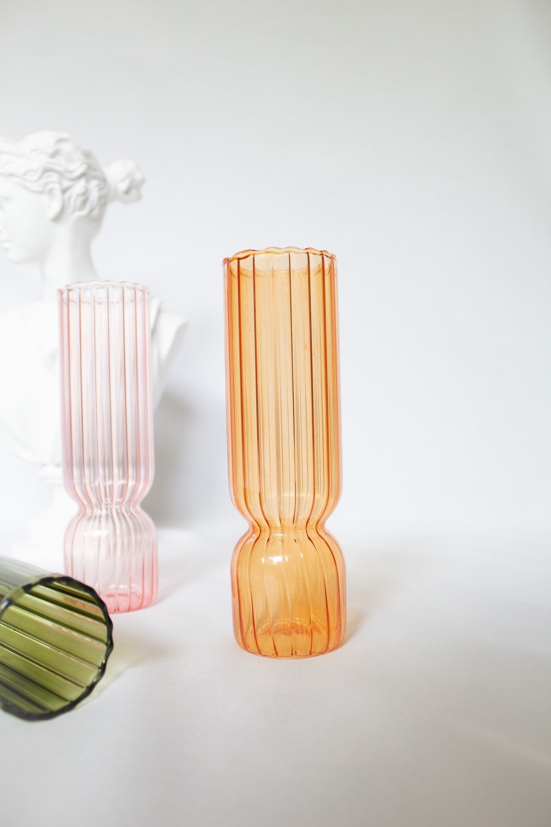 Colorful Vase Glass Bud Vase Retro Flower Vase Orange Vase - Etsy