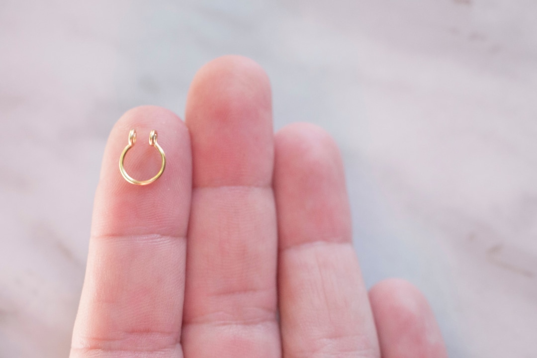 14k Gold Filled Mini Septum Cuff, Tiny, Small Hoop, 20 Gauge, Fake Nose ...