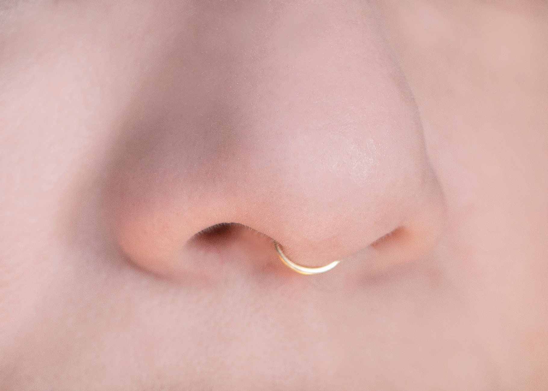 14k Mini Septum Cuff No Piercing, Small Hoop, 20 Gauge Fake Nose Ring ...