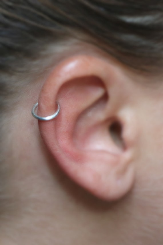 THICK Fake Earring Helix cartilage Ear Cuff silver 18 Gauge Faux Hoop Earrings Plain Simple Minimalist NO Piercing Required Etsy