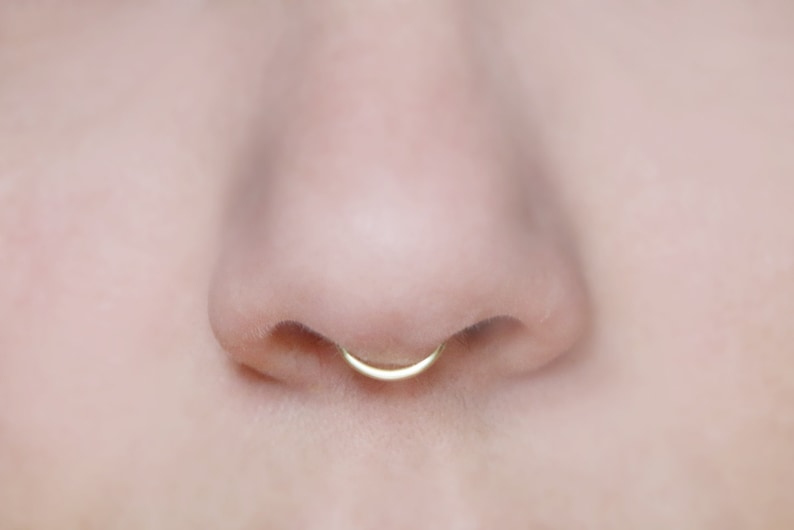 Thick Peekaboo Fake Septum Ring SMALL HOOP 18 Gauge GOLD Fake Nose Ring ...