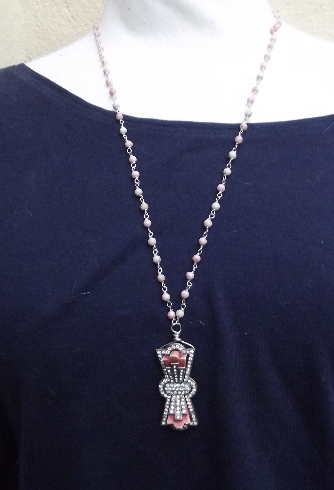 1920s Art Deco Paste Pink Peach Plastic Buckle Pendant, Buckle Pendant ...