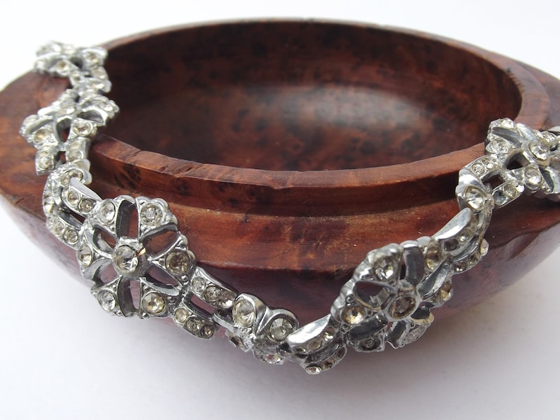 1930s Art Deco Paste Floral Bracelet Rhinestone Paste - Etsy UK