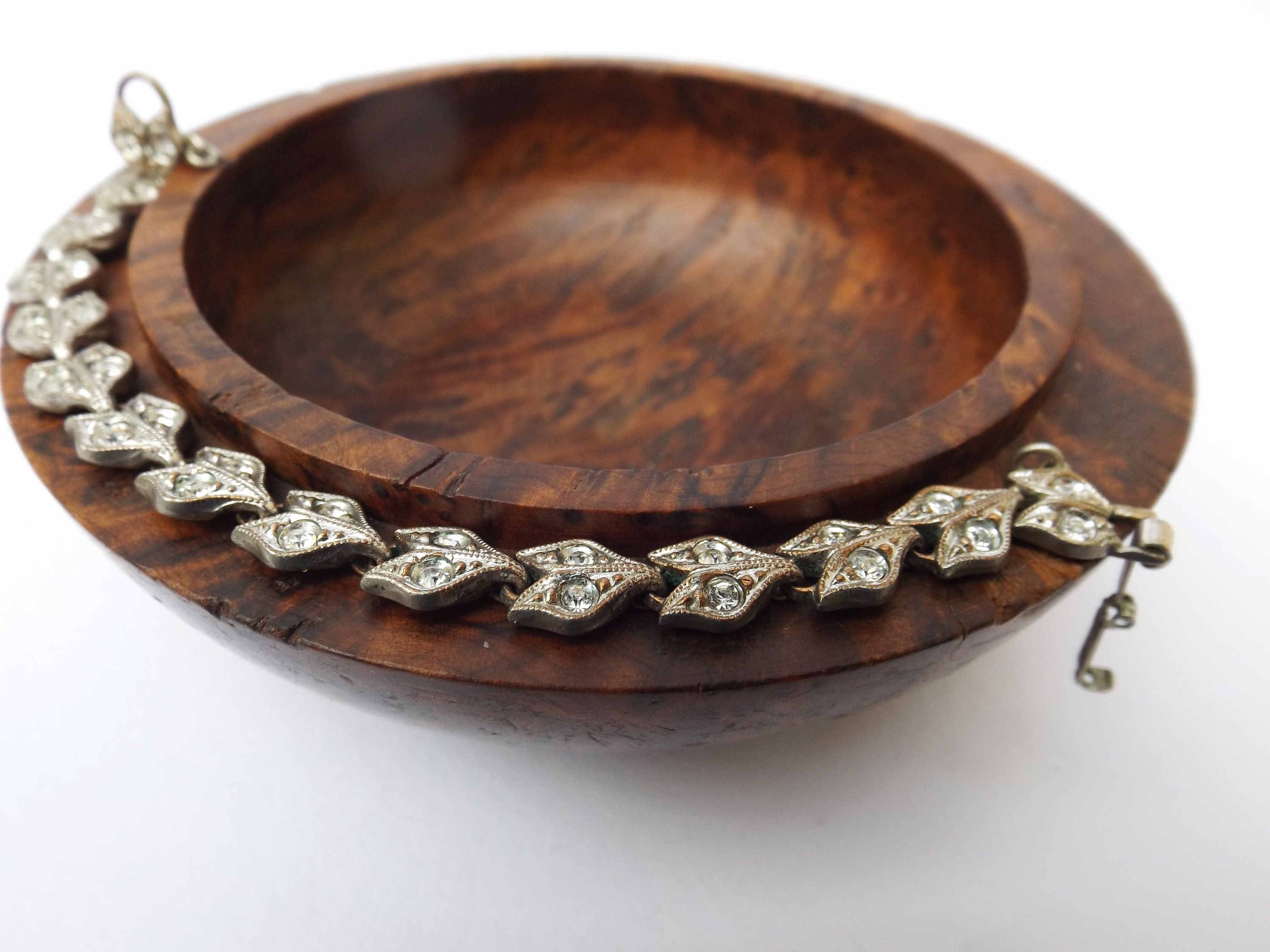 1920s Art Deco Paste Bracelet, Paste Rhinestone Bracelet, Floral Paste ...