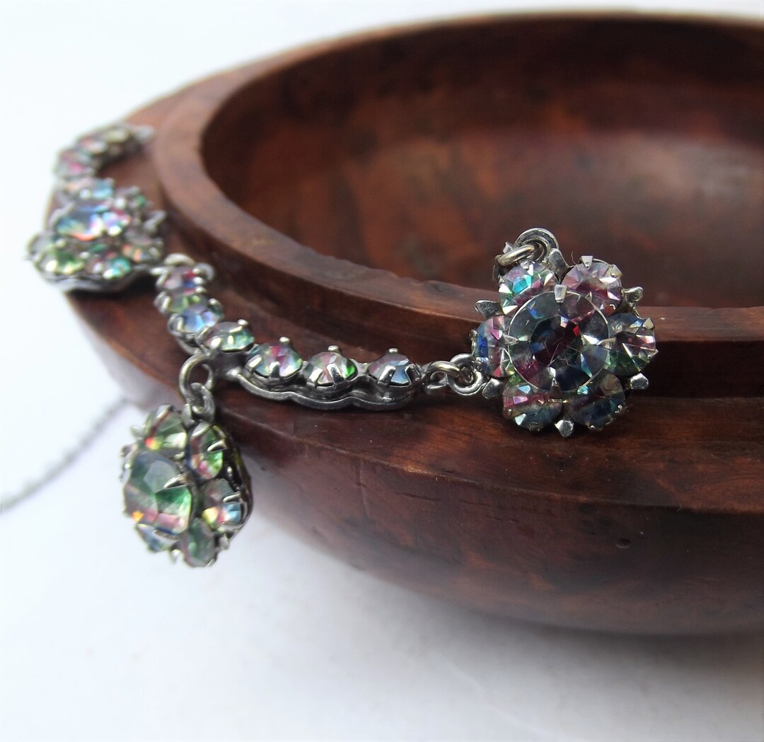 1930s Art Deco Swag Iris Glass Flower Necklace, 1930s Iris Flower ...