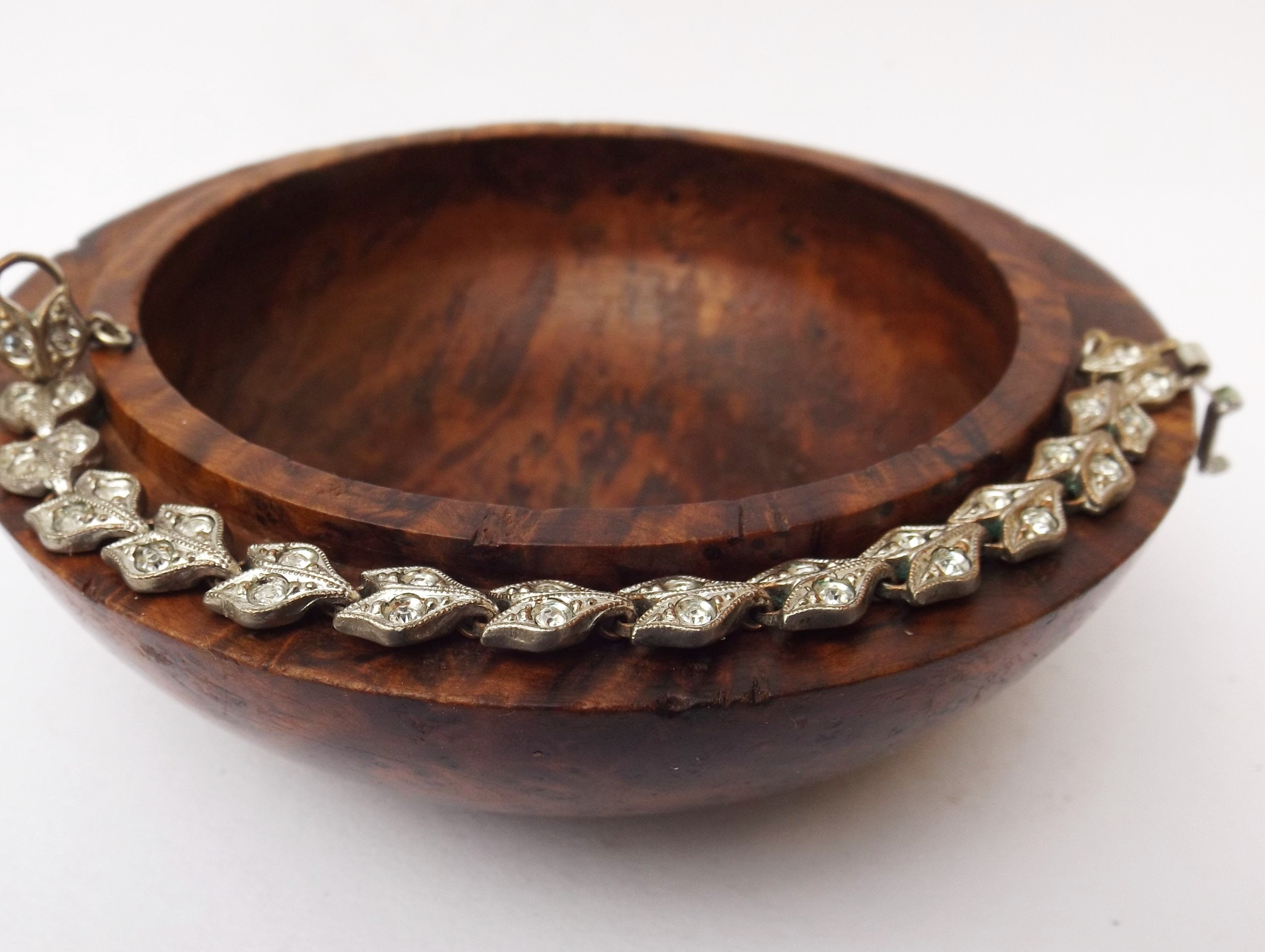 1920s Art Deco Paste Bracelet, Paste Rhinestone Bracelet, Floral Paste ...