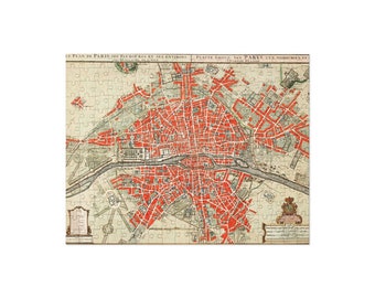 Vintage Map Paris - Etsy