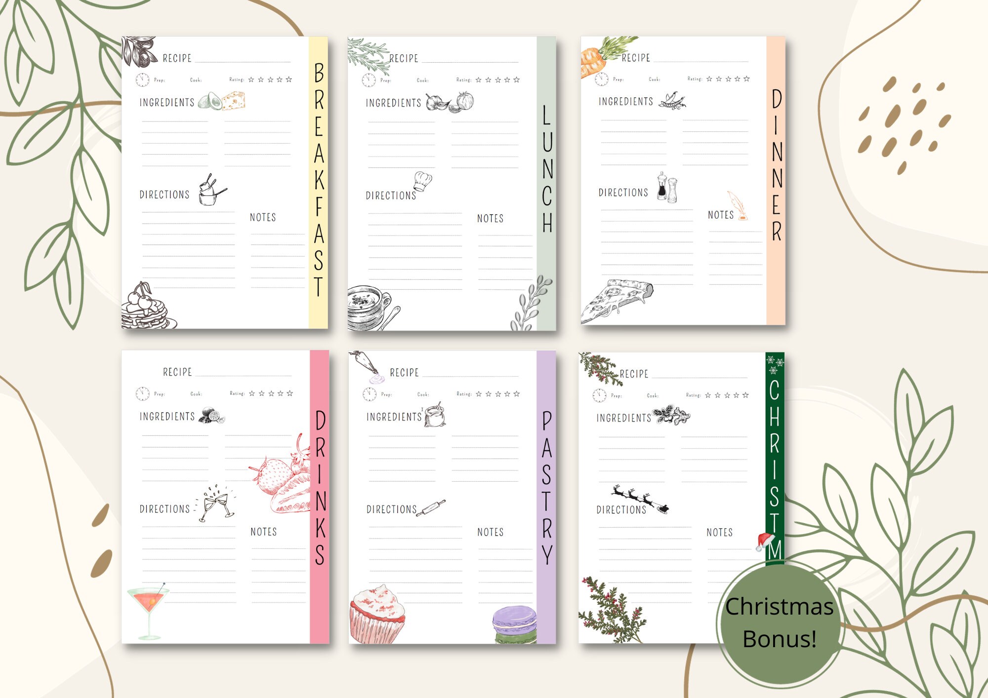 Printable & Fully Editable Recipe Book Goodnotes, Goodnotes Recipe Book ...
