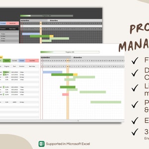 Project Planning and Management Template, Fully Dynamic Gantt Chart for ...