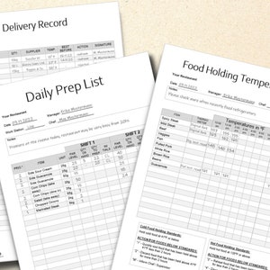 Restaurant & Bar Prep List, Prep Sheet, Temperature Monitoring ...