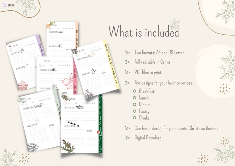 Printable & Fully Editable Recipe Book Goodnotes, Goodnotes Recipe Book ...