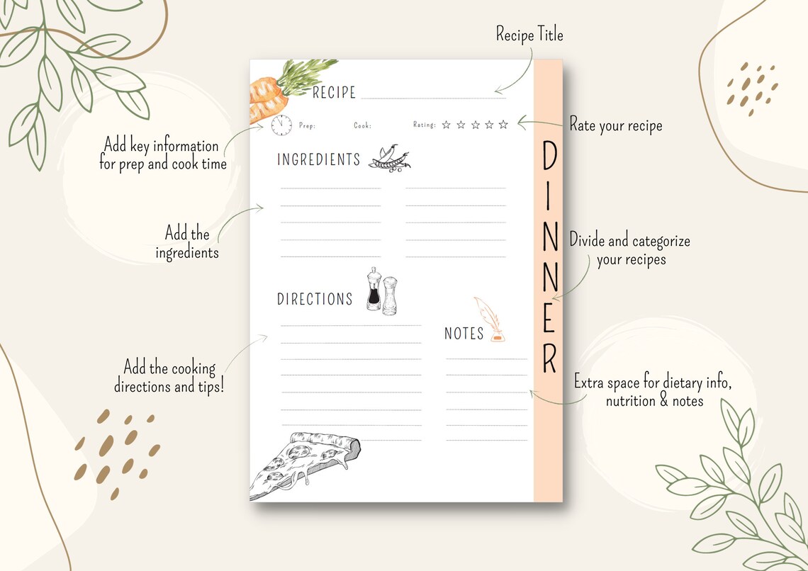 Printable & Fully Editable Recipe Book Goodnotes, Goodnotes Recipe Book ...