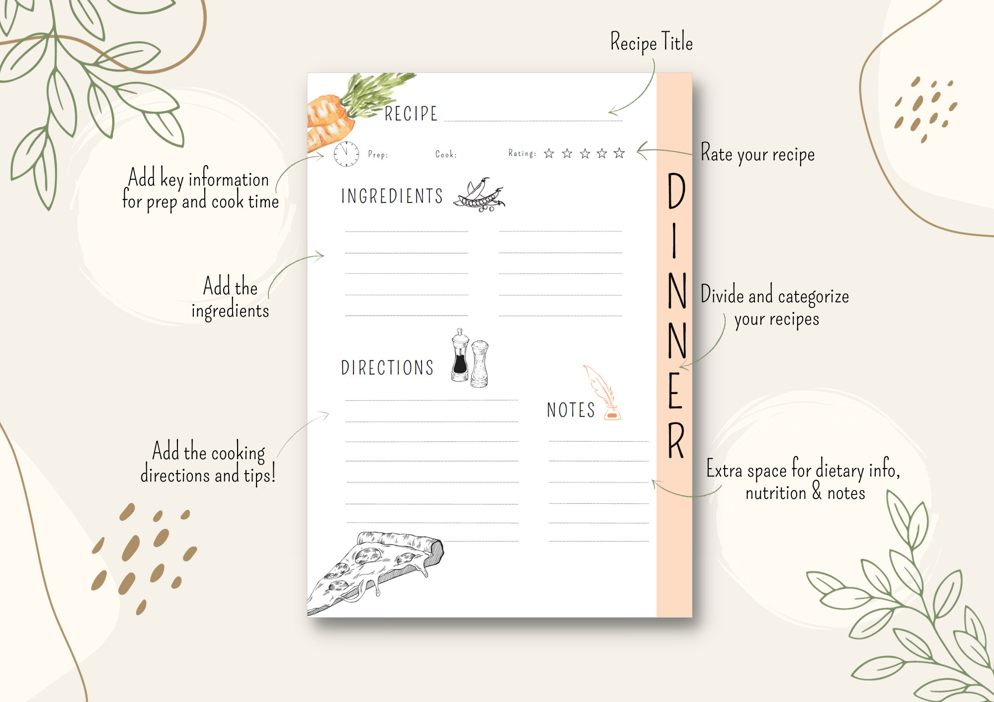 Printable & Fully Editable Recipe Book Goodnotes, Goodnotes Recipe Book ...