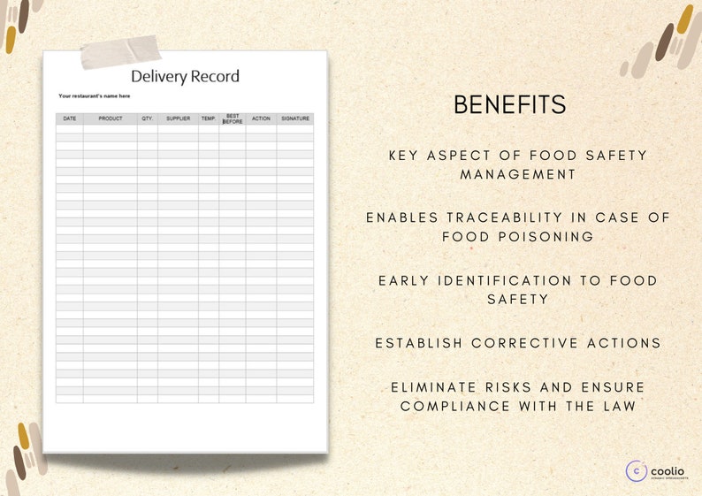 Restaurant & Bar Prep List, Prep Sheet, Temperature Monitoring ...