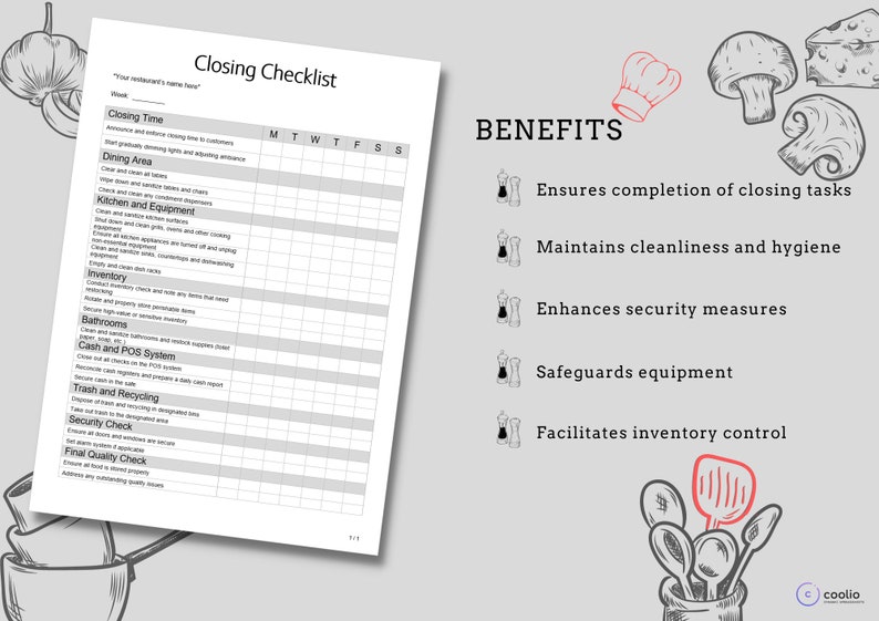 Restaurant Bar & Cafe Checklist for Opening and Closing Shifts - Tasks ...