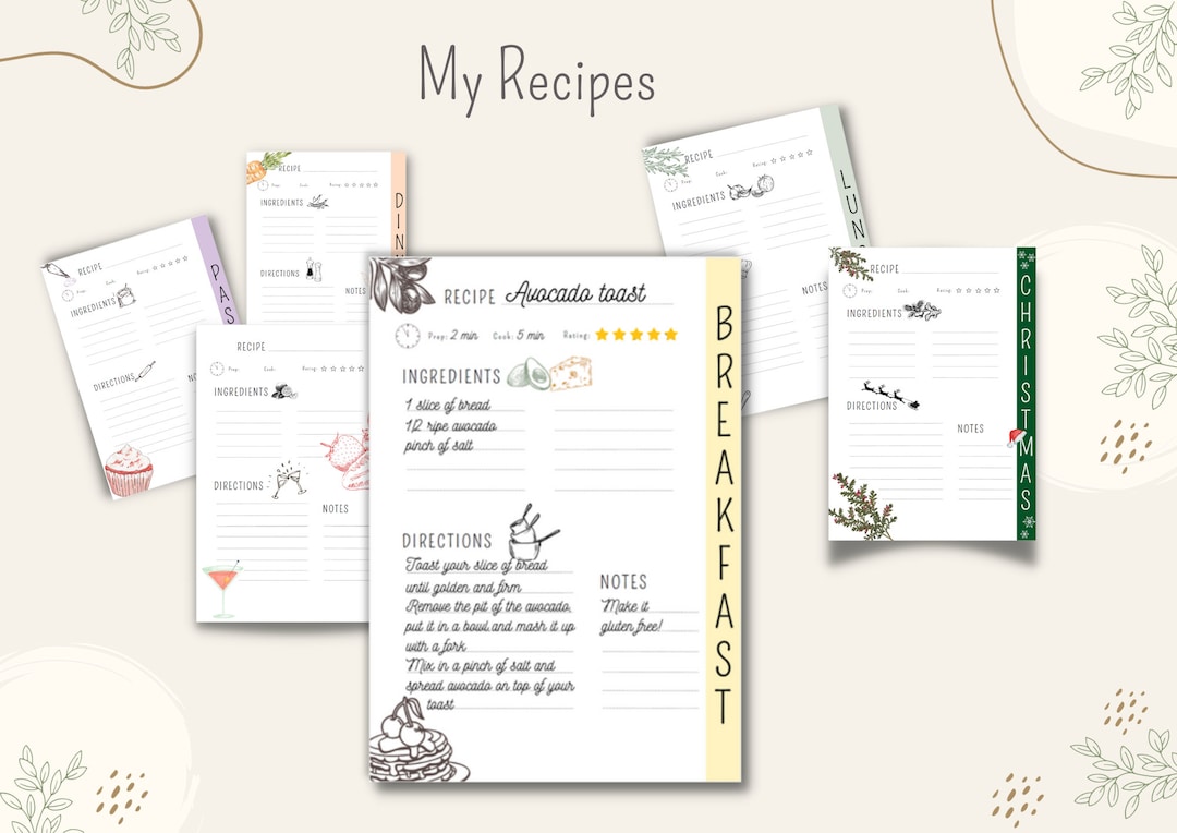 Printable & Fully Editable Recipe Book Goodnotes, Goodnotes Recipe Book ...