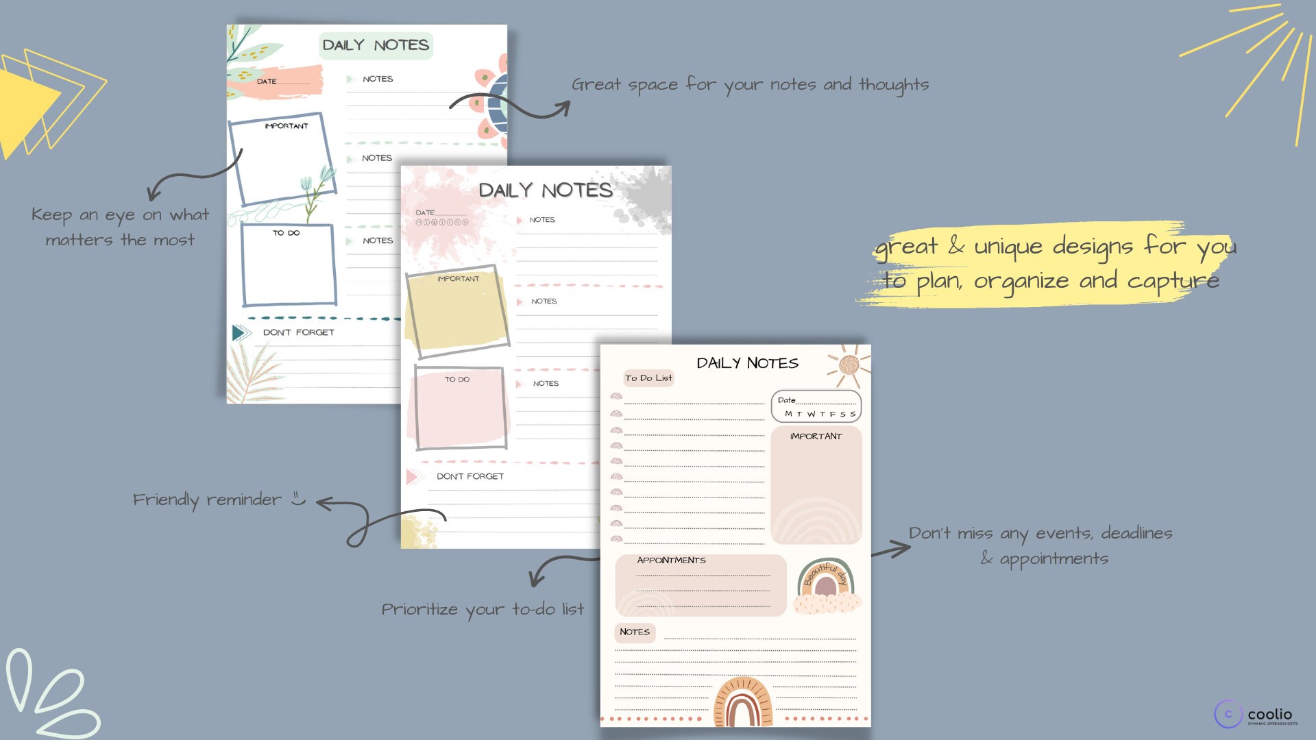 Daily Notes Template as PDF to Print, Planner Goodnotes, Productivity ...