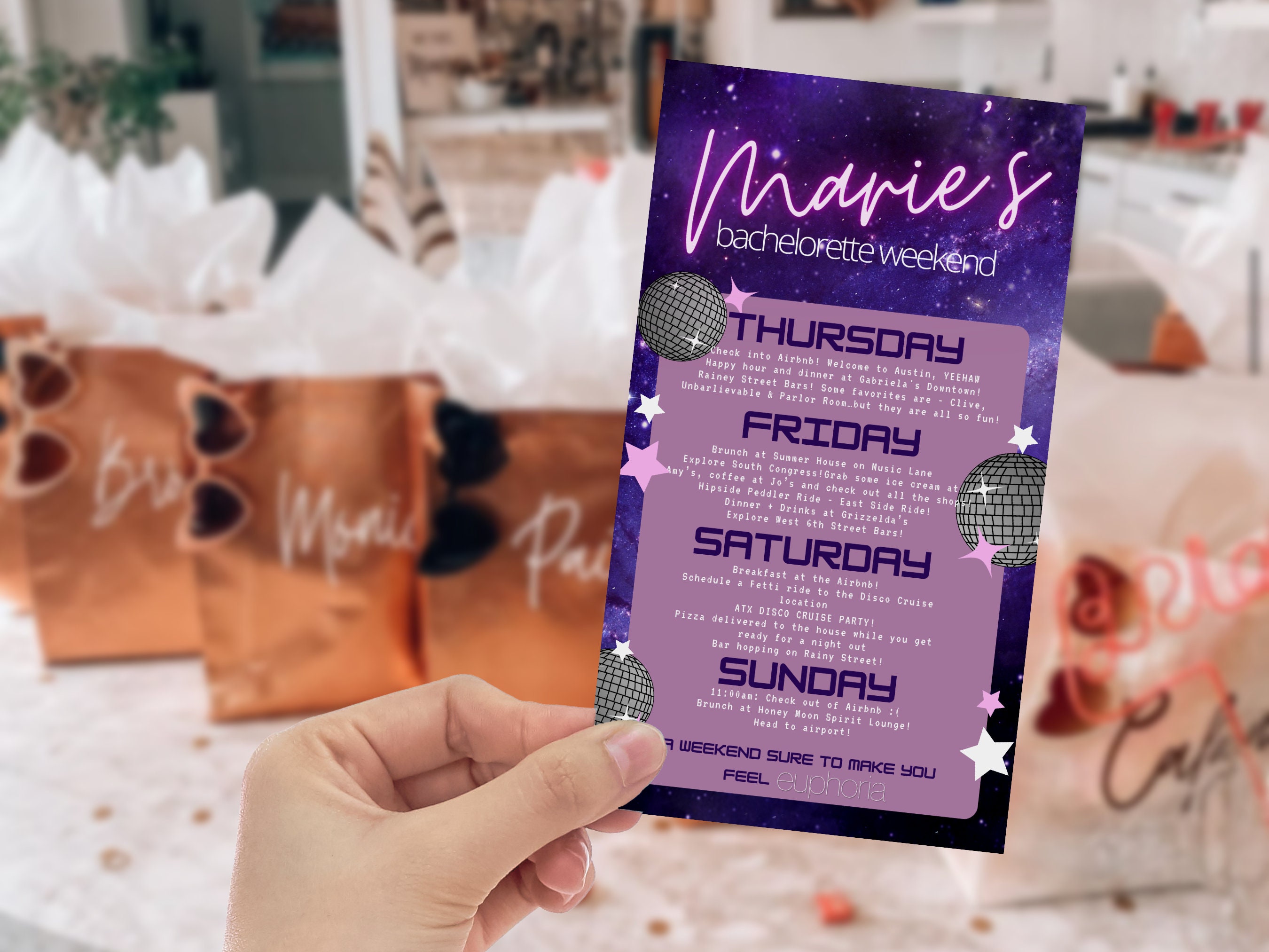 Euphoria Themed Bachelorette | Itinerary Template | Bachelorette Party ...