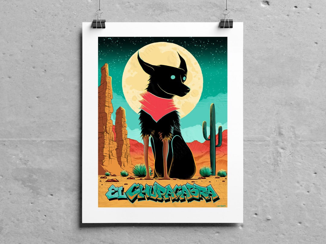 El Chupacabra Graffiti Print, Cryptid Wall Art, Southwest Mythical ...