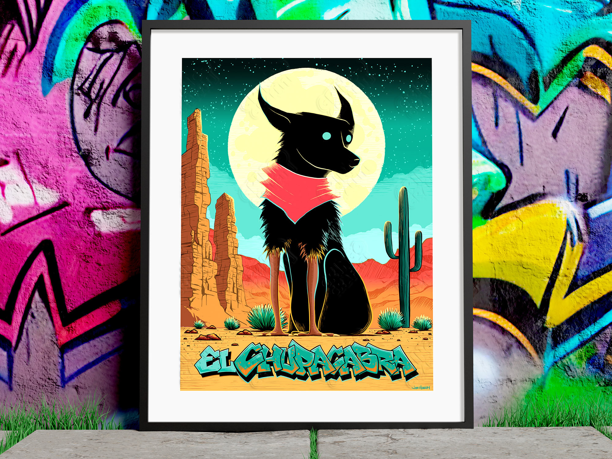 El Chupacabra Graffiti Print, Cryptid Wall Art, Southwest Mythical Creature Giclee Painting - Etsy