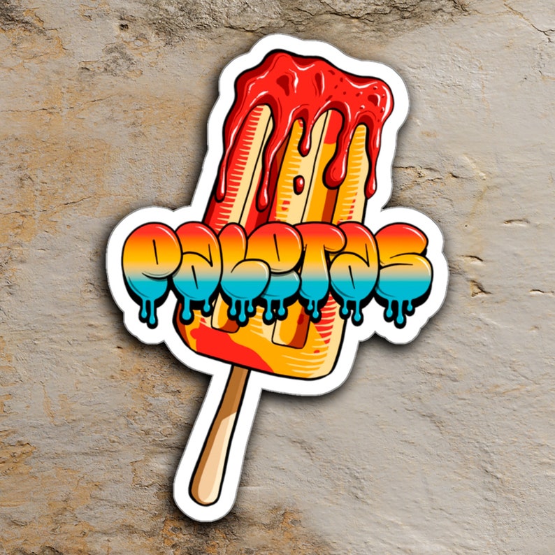 Paletas Graffiti Popsicle Sticker, Colorful Summer Food Die-cut Vinyl ...