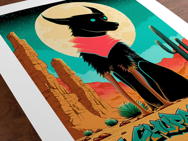El Chupacabra Graffiti Print, Cryptid Wall Art, Southwest Mythical Creature Giclee Painting - Etsy