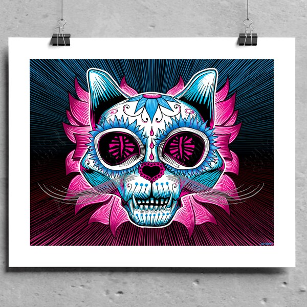 Day of the Dead Cat Wall Art - Etsy