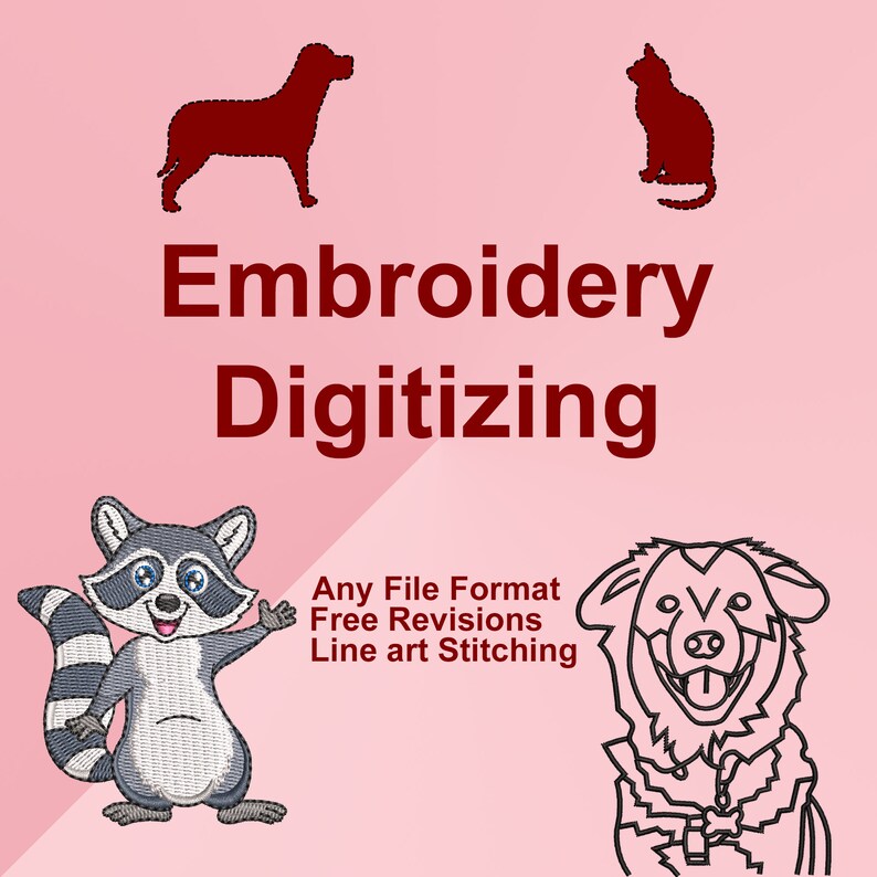 Custom Pet Embroidery Designs, Dog Logo, Custom Digitizing Services ...