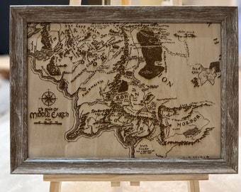 Framed Map of Middle Earth Wood - Etsy Australia