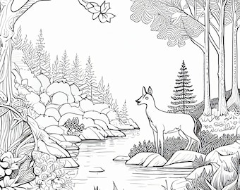 5 NATURE SCENES COLORING • Instant Download • Only on Etsy • Artwork's ...