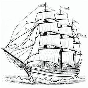 Ship Coloring Pages for Kids - 20 Printable Coloring Sheets - Maritime ...