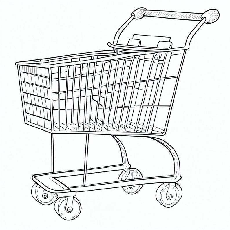 40 COLORING PAGES Shopping Carts Instant DIGITAL Download - Etsy