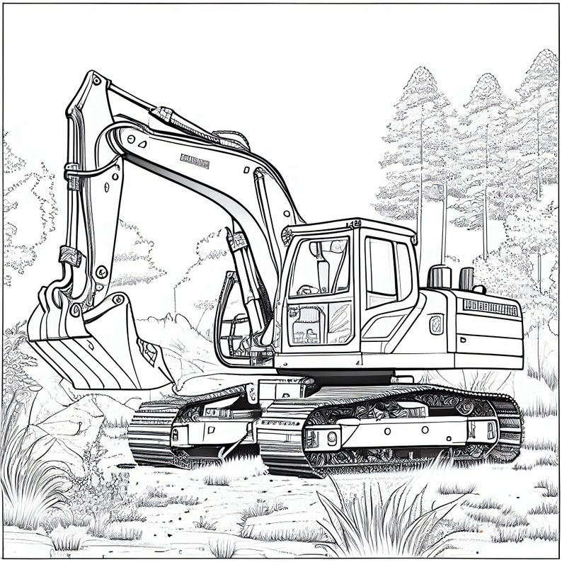 Dig Into Fun With 5 Excavator Coloring Pages Perfect for - Etsy