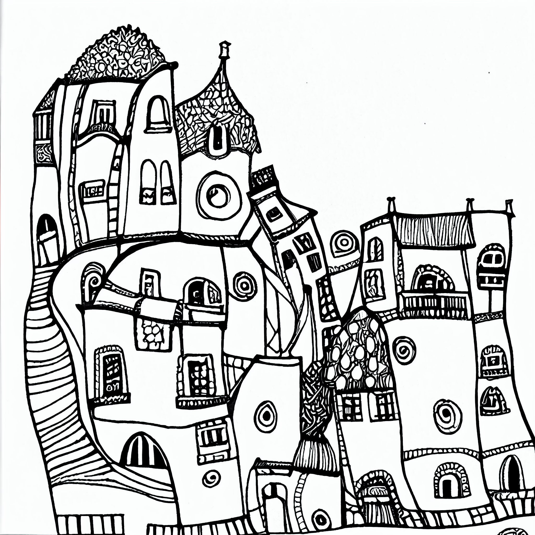 Hundertwasser Coloring Page Sketch Coloring Page