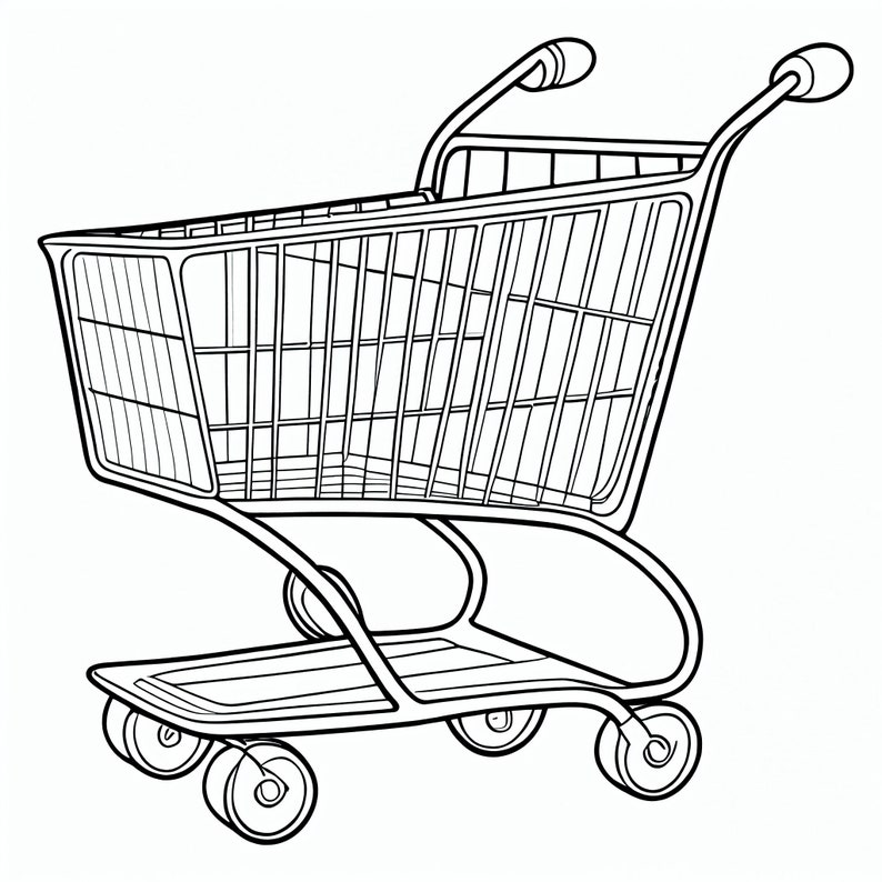 40 COLORING PAGES Shopping Carts Instant DIGITAL Download - Etsy