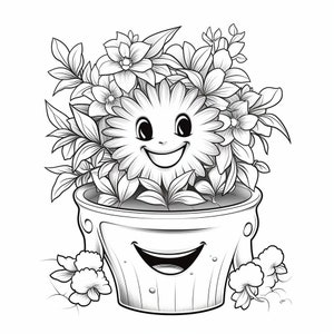 Smiling Blooms: Flower Pot Coloring Pages Filled With Joy and ...