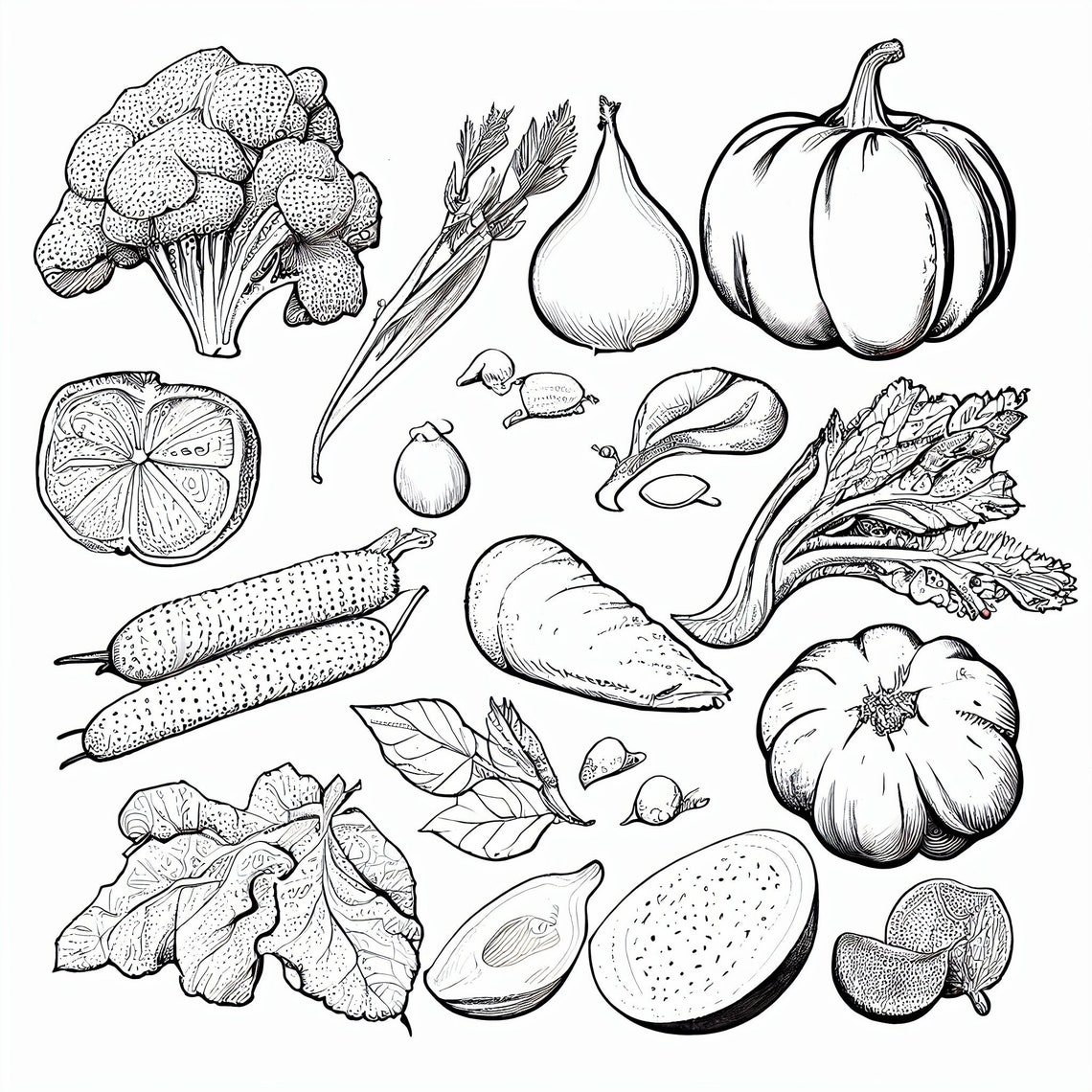 Fresh From the Garden: 10 Vegetables Coloring Pages for Kids and Adults ...