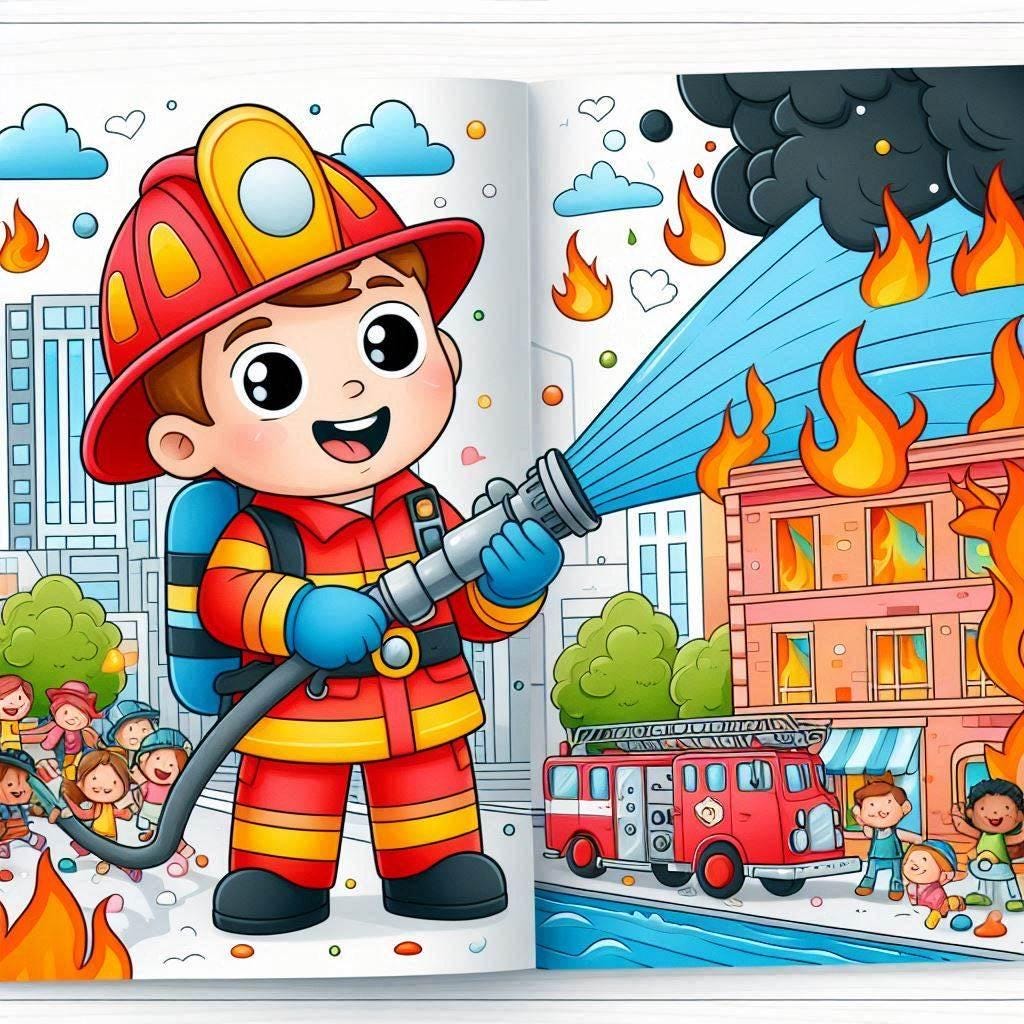 Fireman Coloring Book: 30 Pages to Explore the World of Firefighting ...