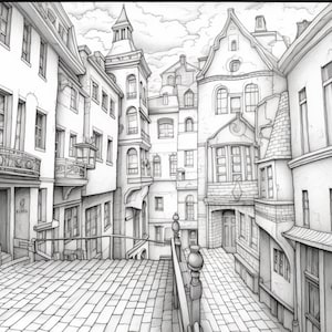 30 Perspective Drawing Coloring Pages | PRINT AND PAINT | Instant ...