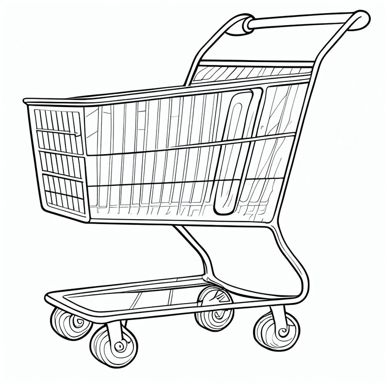 40 COLORING PAGES Shopping Carts Instant DIGITAL Download - Etsy