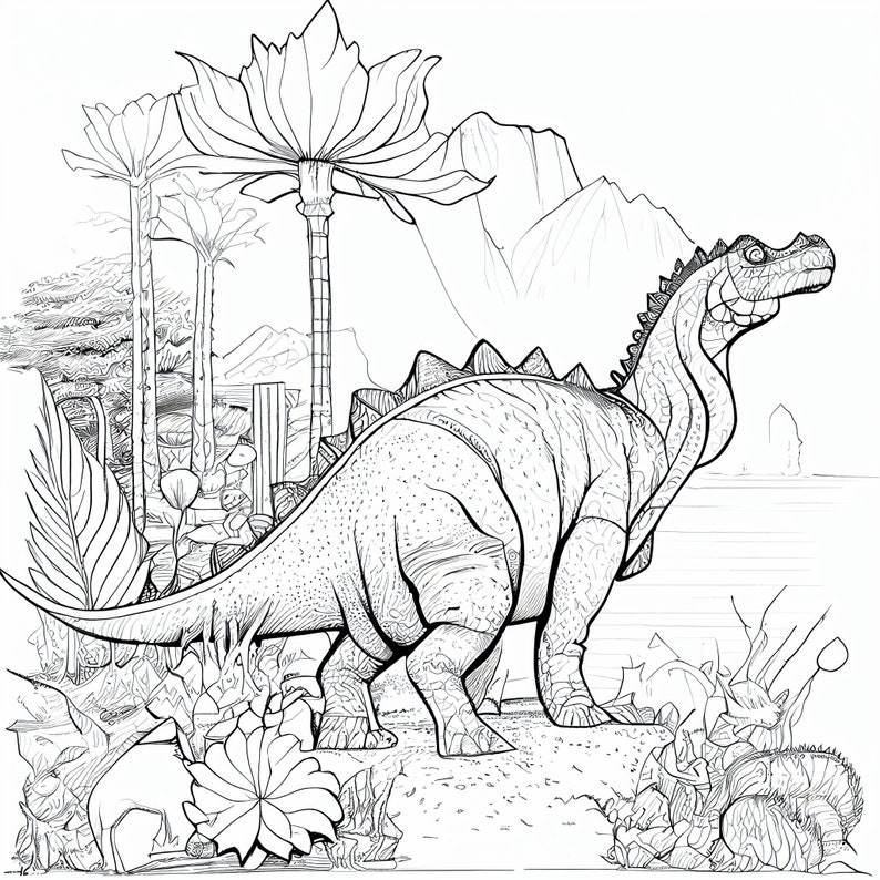 Dinosaur Coloring Pages: A Prehistoric Coloring Adventure 30 Pages ...