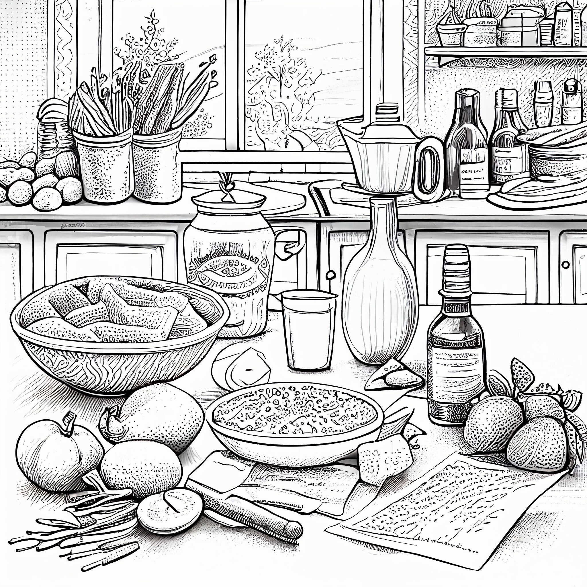 Coloring Pages of Food and Kitchen Scenes Featuring a Variety - Etsy