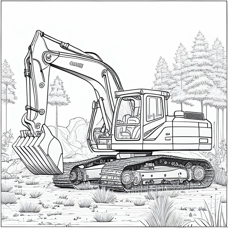 Dig Into Fun With 5 Excavator Coloring Pages Perfect for - Etsy