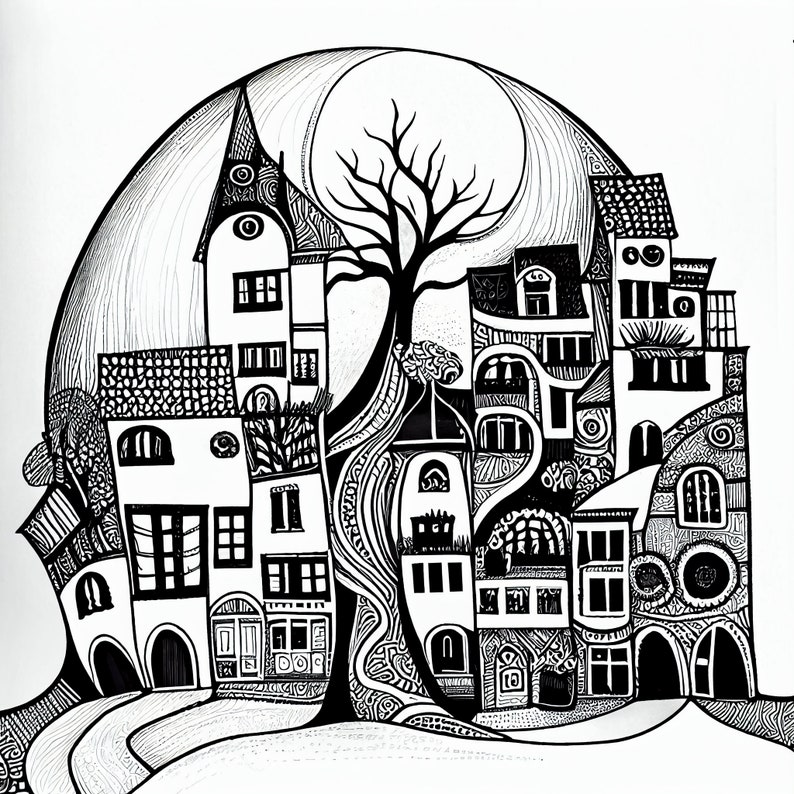 Hundertwasser Coloring Pages the Ultimate XXL Collection - Etsy